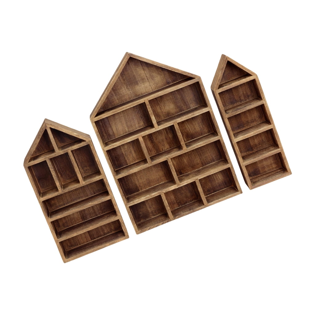 3Piece Practical Wooden Curios Cabinets Wall Shelves for Collectibles ...