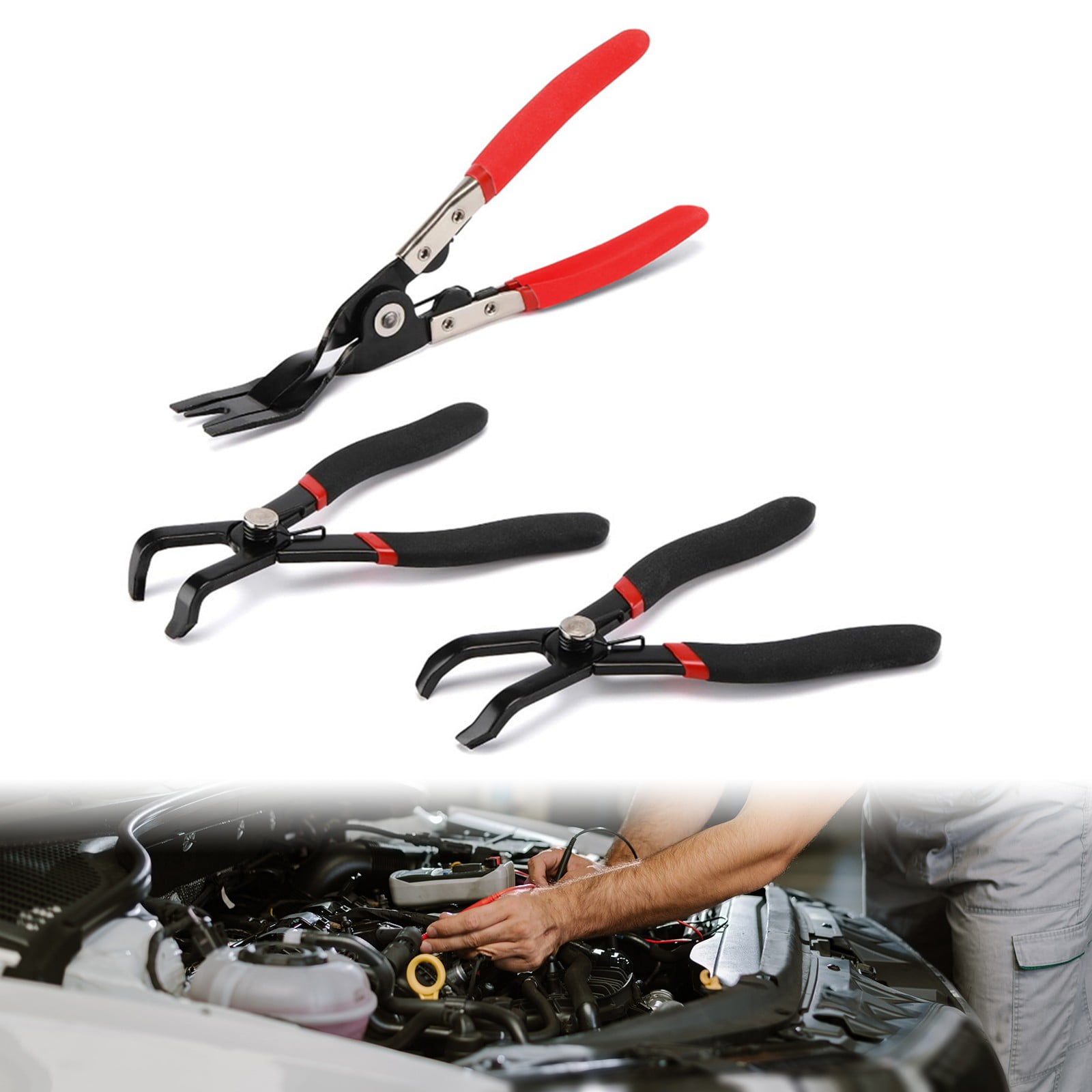 3Piece Push Pin Removal Pliers Set Panel Clip Pliers 30°&80° Push Pin ...