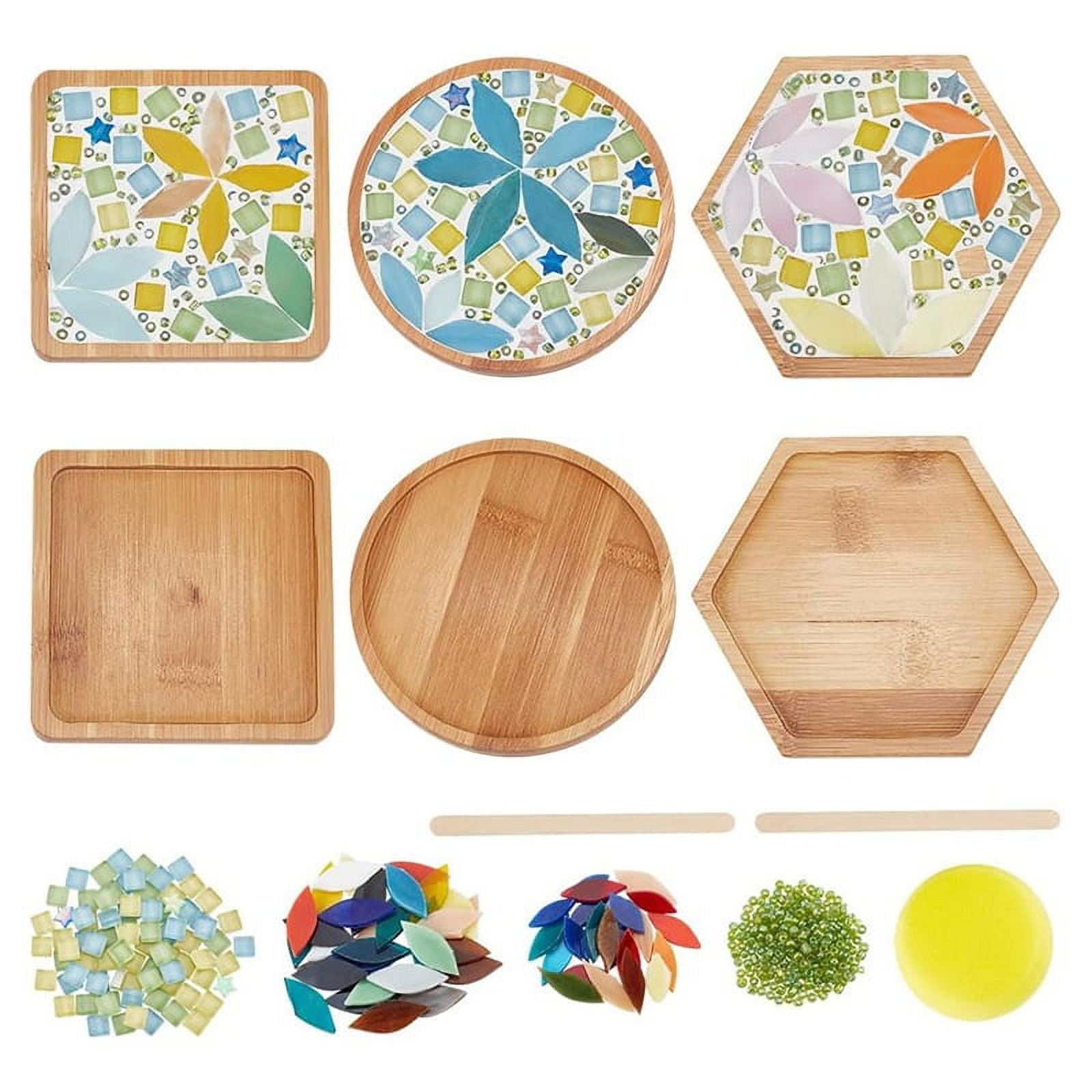 3Piece Set DIY Leaf Mosaic Craft Kit DIY Bamboo Mosaic Coaster Set DIY ...