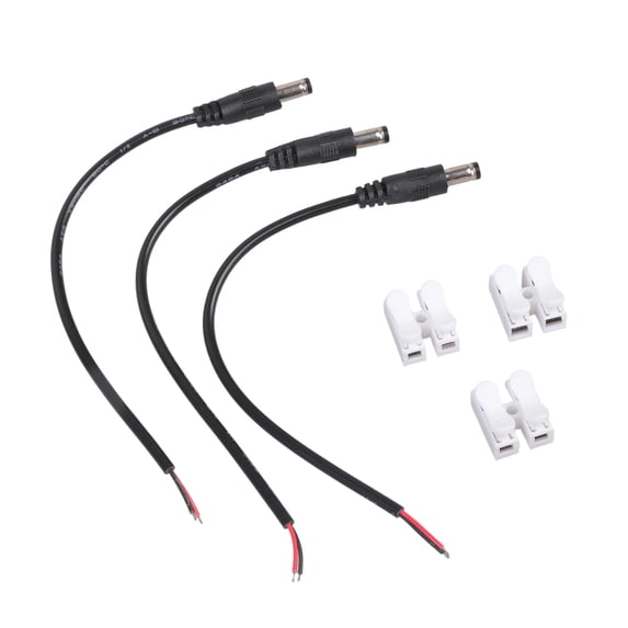 3Pieces 5.5x2.5mm Male Connectors to Bare Wire Cables and Terminals ...