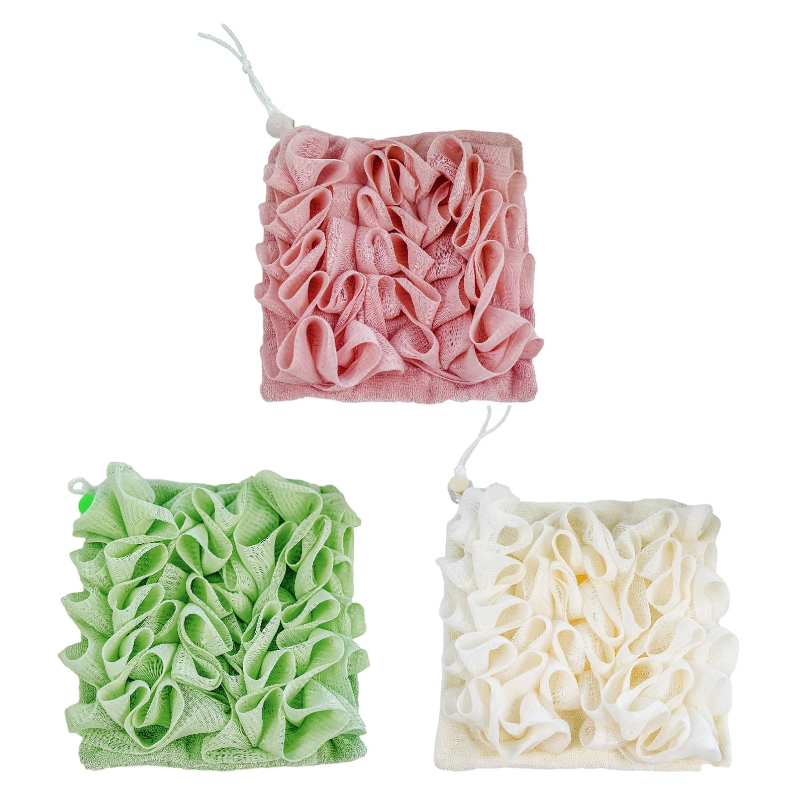 3Pieces Bath Puff with Soap Organizers Holder Shower Sponge Bathing ...
