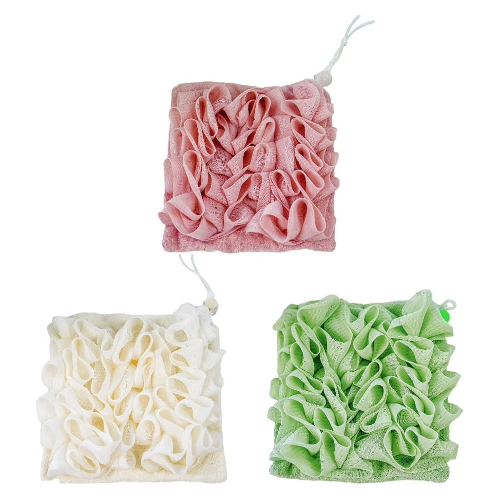 3Pieces Bath Puff with Soap Organizers Holder Shower Sponge for Family ...