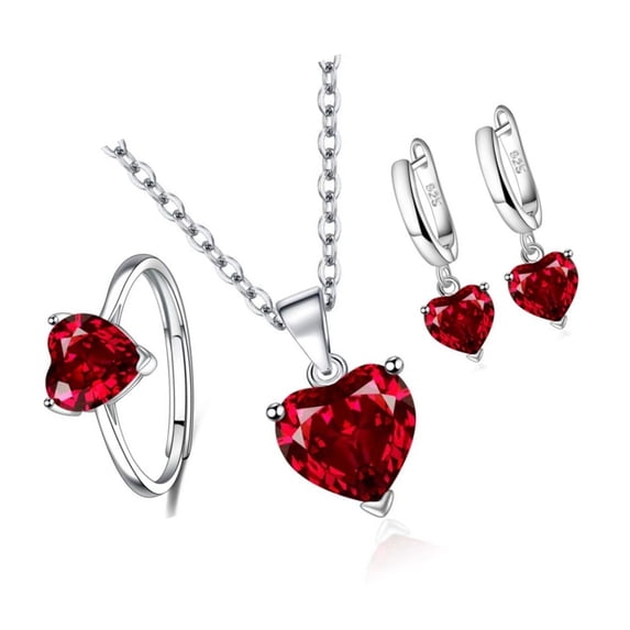 3Pieces Elegant Heart Shaped Cubic Zirconia Jewelry Set Necklace ...