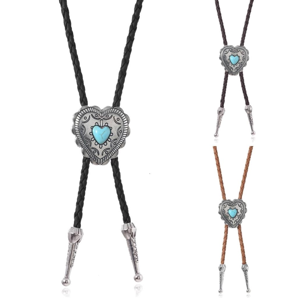 3Pieces Metal Heart Pendant Cowboy Bolo Tie Set for Men Women Western ...
