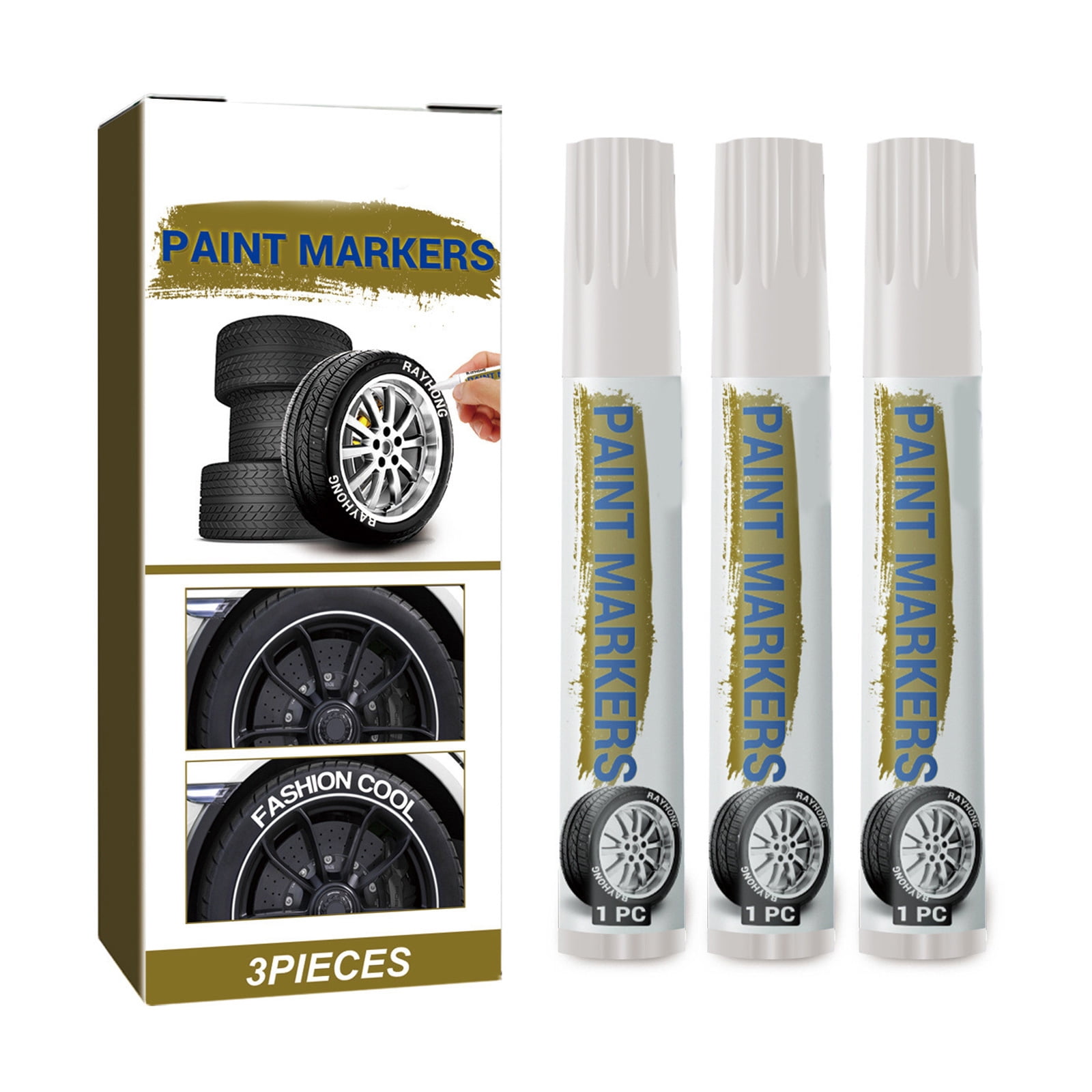 3Pieces Paint Pen For Car Tires, White Paint Pens Waterproof Tire ...
