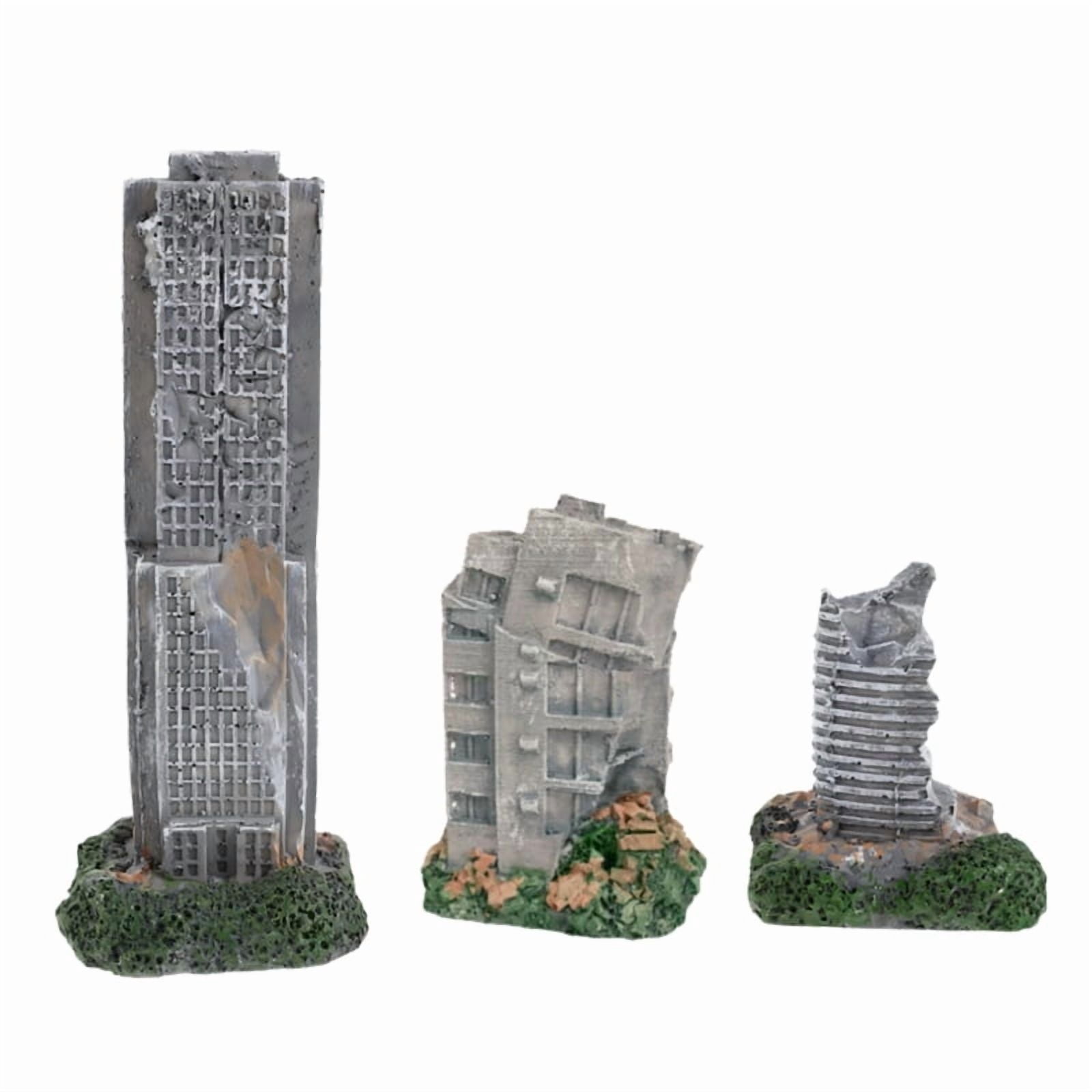 3Pieces Ruins Building Fishtank Landscape Safe Accessories Underwater ...