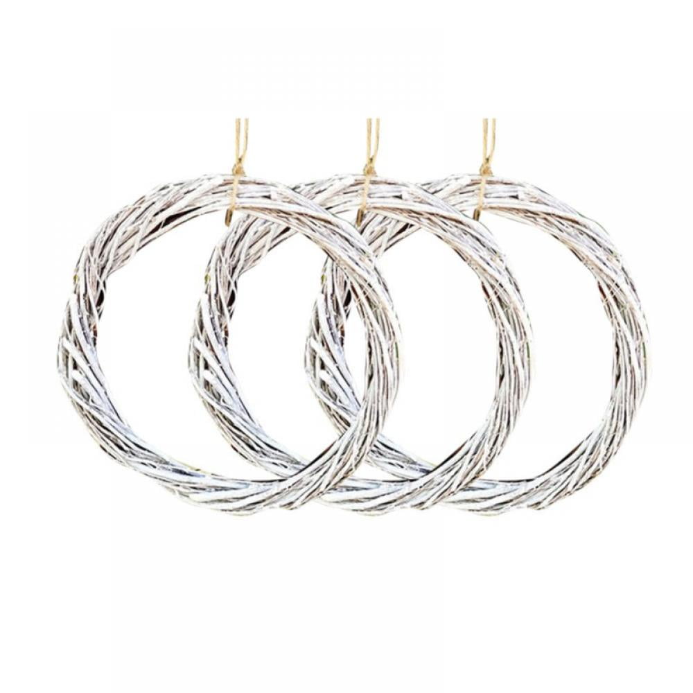 3Pieces Willow Braided Ring Round Garland, Natural Rattan Wreath ...
