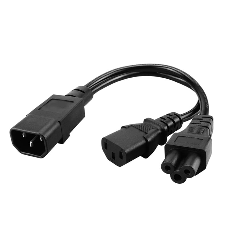 3Pin IEC320 C14 to C13+C15 Connectors Adapters Cord Male Port to Female ...