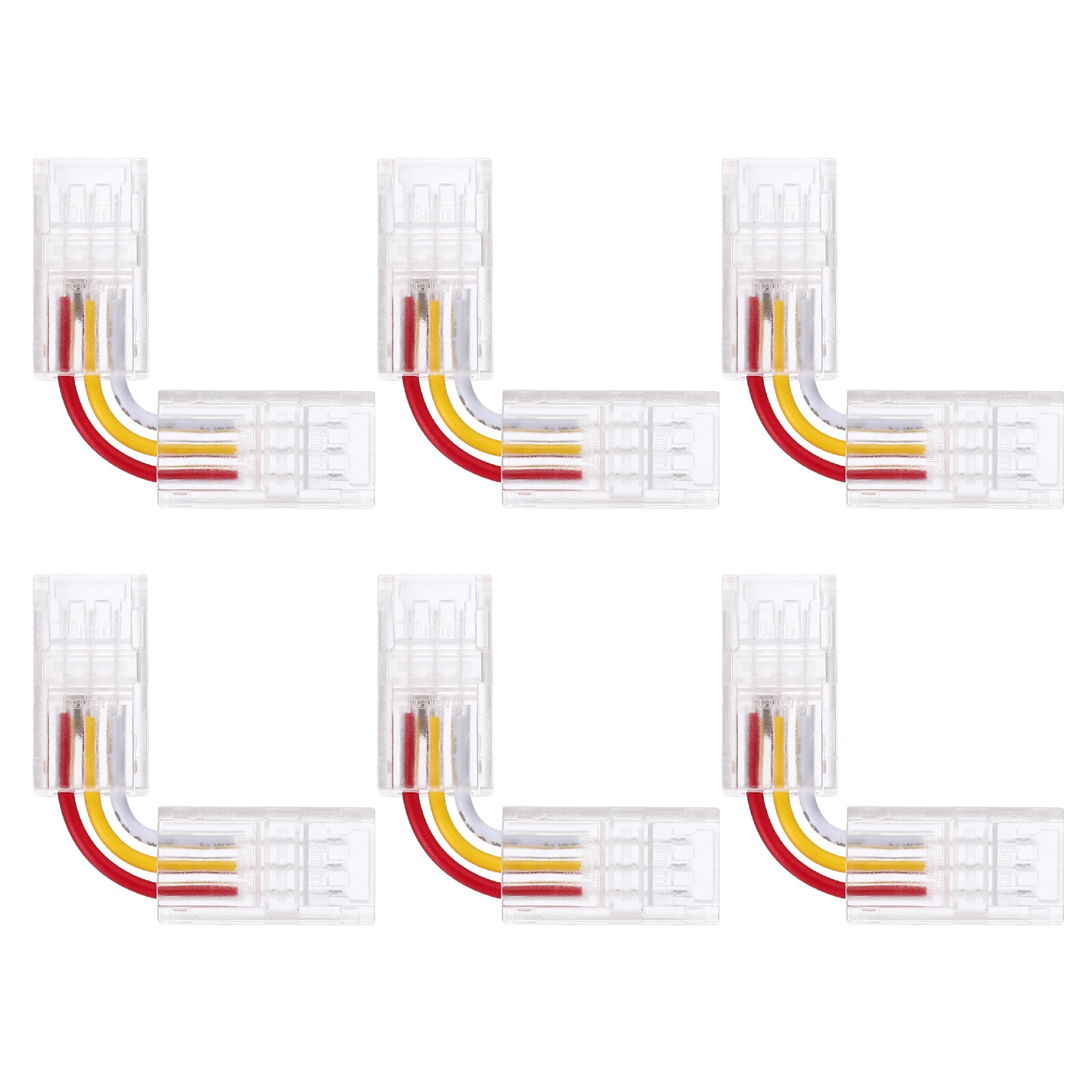 3Pin RGB LED Strip Connectors, 6Pcs 8mm Wide Extension L type with wire ...