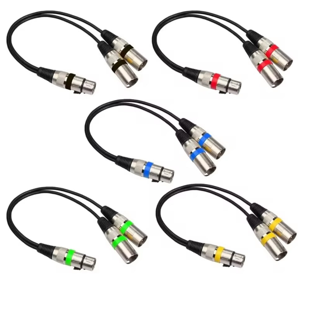3Pin XLR Female Jack To Dual 2 Male Plug Y Splitter 30cm Adapter Cable ...