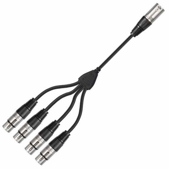 3Pin XLR Sound Connectors 1 Male 4 Female Splitter Cable Studio Live ...