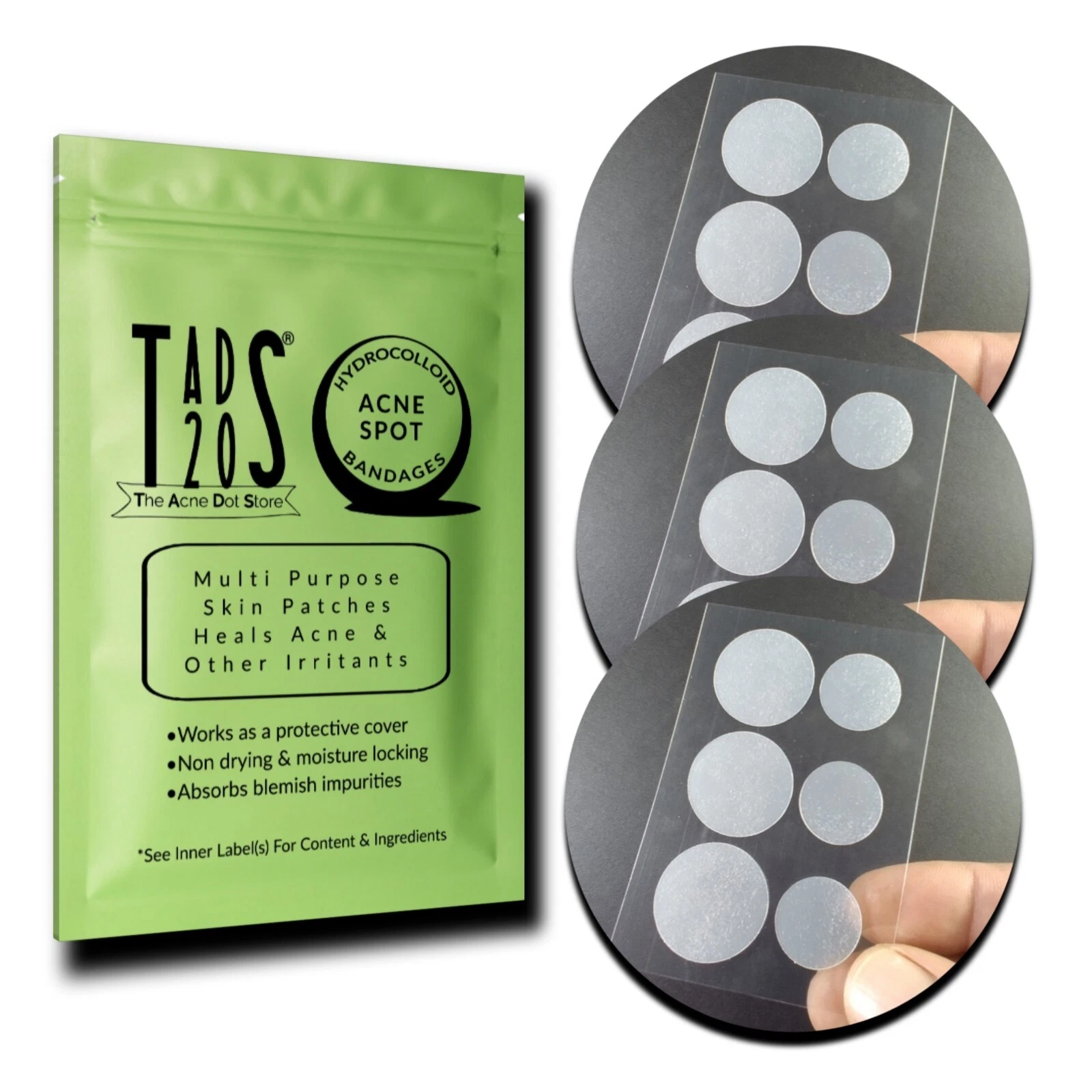 3Pk, 18 Acne Dot Pimple Patches, Boils, Larger Spot Bandages, Tea Tree ...