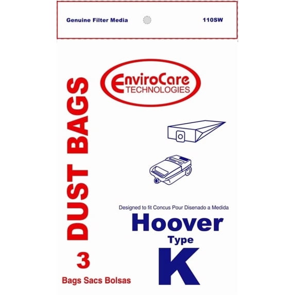 3Pk, Hoover K Canister-2 Ply, Paper Bags 110Sw - Walmart.com