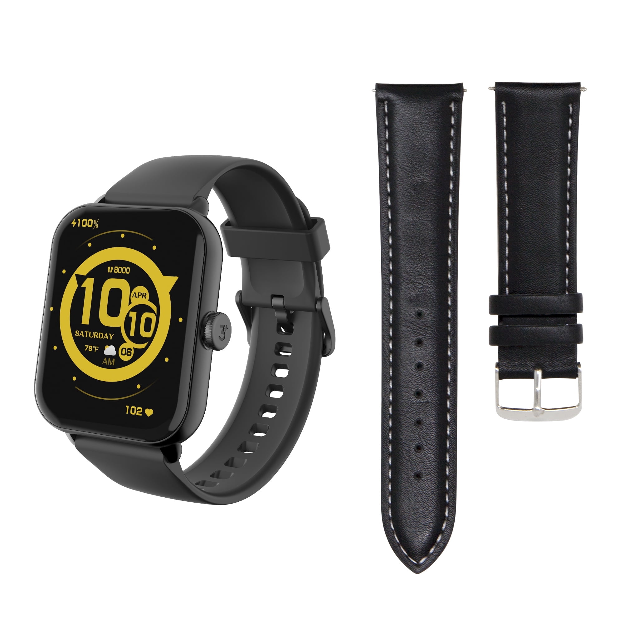3Plus Vibe Lite BT (Bluetooth Calling) Smartwatch Black/ Extra Leather ...