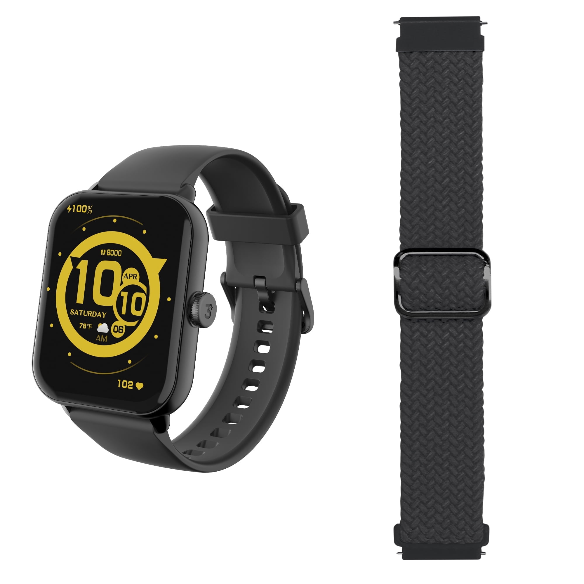 3Plus Vibe Lite BT (Bluetooth Calling) Smartwatch Black/ Extra Nylon ...