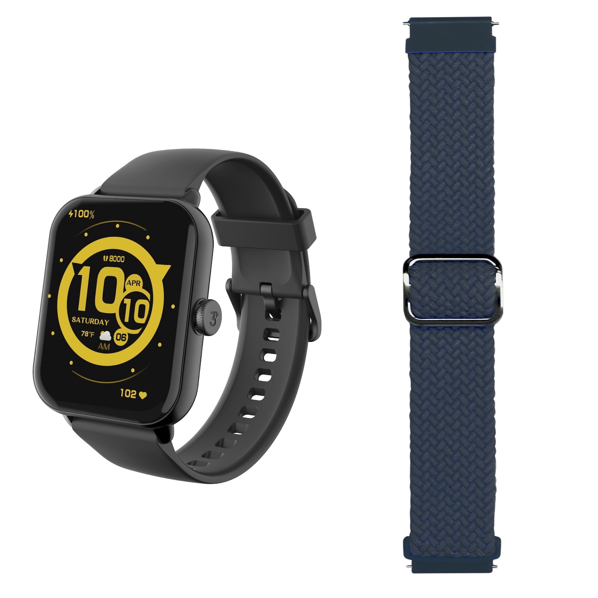 3Plus Vibe Lite BT (Bluetooth Calling) Smartwatch Black/ Extra Nylon ...