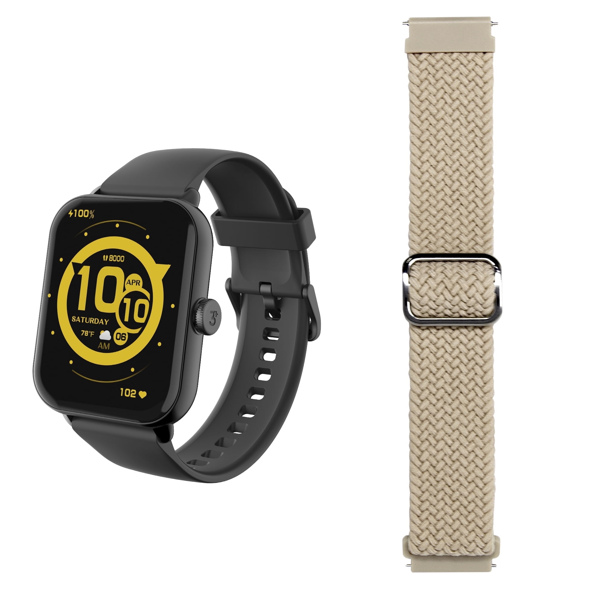 3Plus Vibe Lite BT (Bluetooth Calling) Smartwatch Black/ Extra Nylon ...