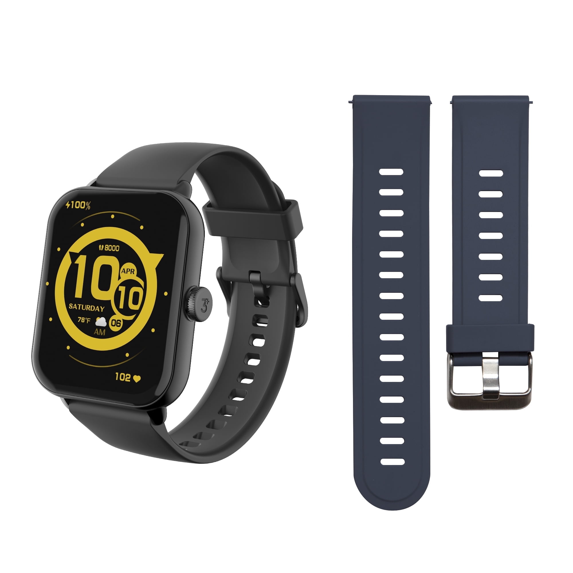 3Plus Vibe Lite BT (Bluetooth Calling) Smartwatch Black/ Extra Silicone ...