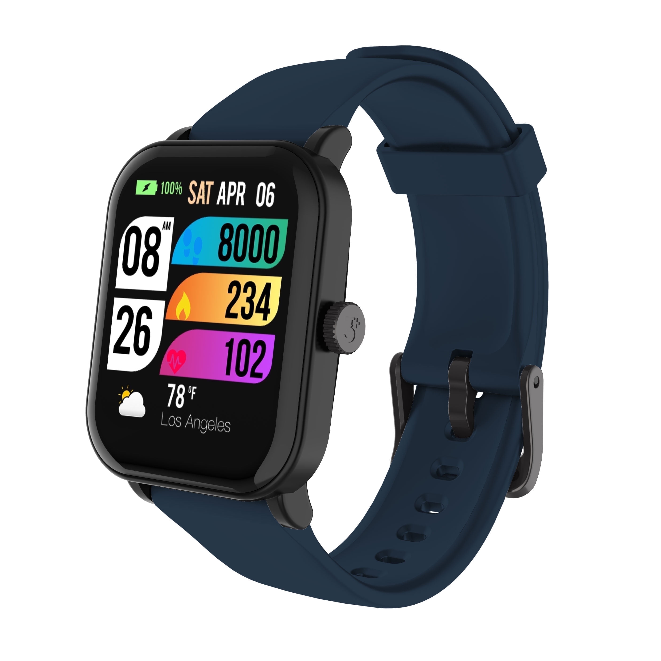 3Plus Vibe Plus 2 Smart Watch - Navy Blue Band (Unisex, for Adults ...