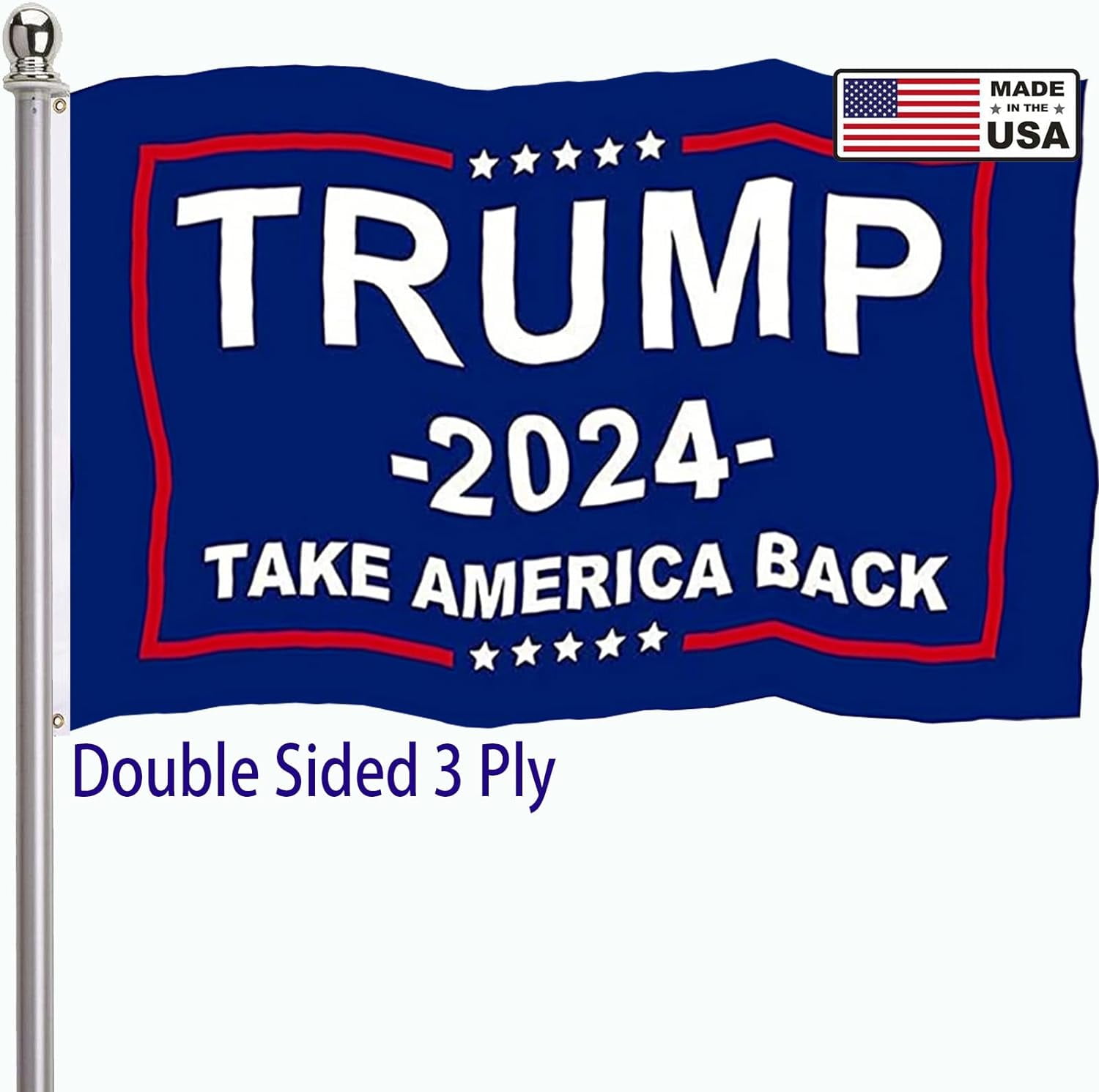 3Ply 200D Donald Trump For President 2024 Flag 2x3 Outdoor- Double ...