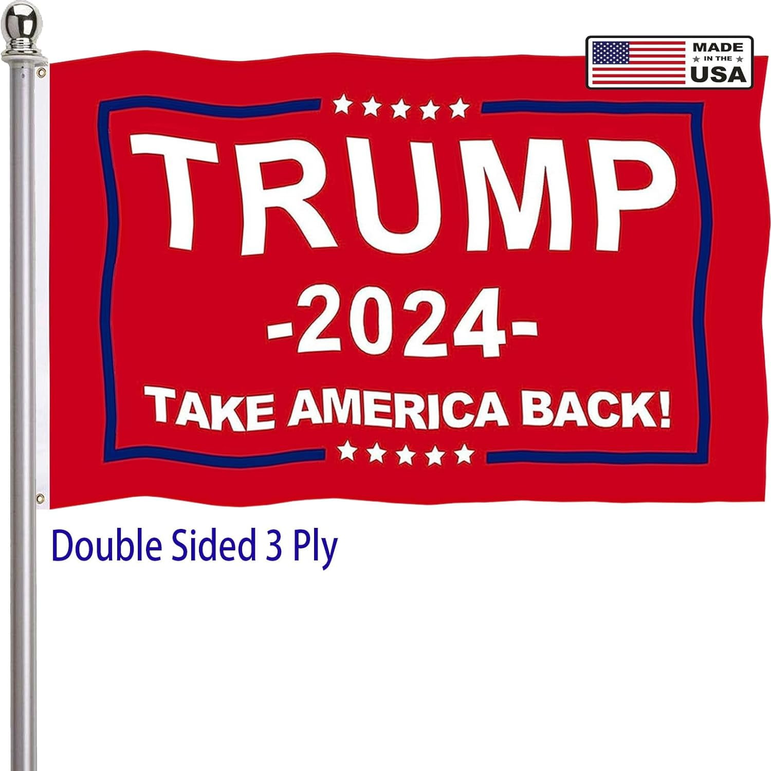 3Ply 200D Donald Trump For President 2024 Flag 5x8 Outdoor- Double Sided Take America Back (TAB ...