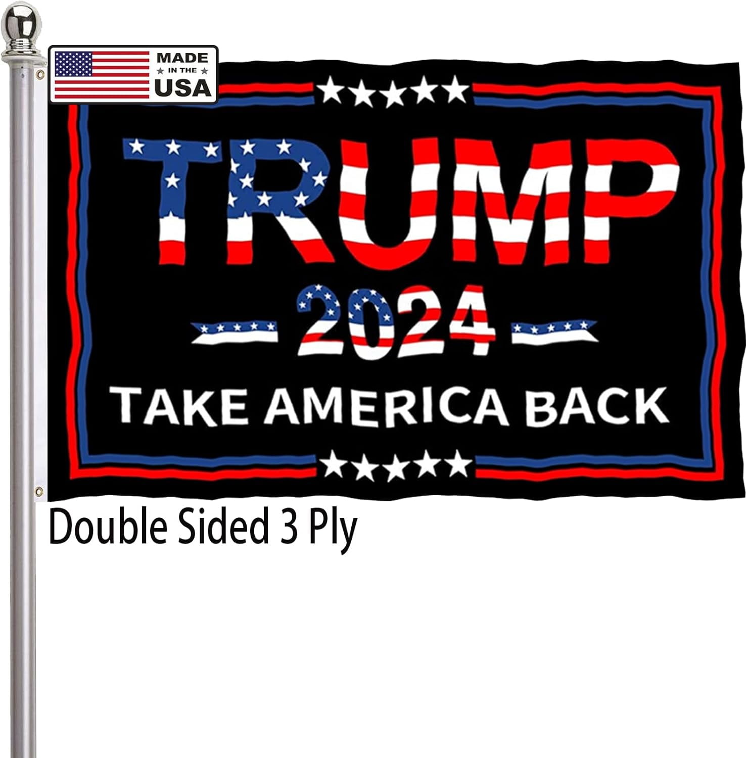 3Ply 200D Donald Trump For President 2024 Flag 5x8 Outdoor- Double ...