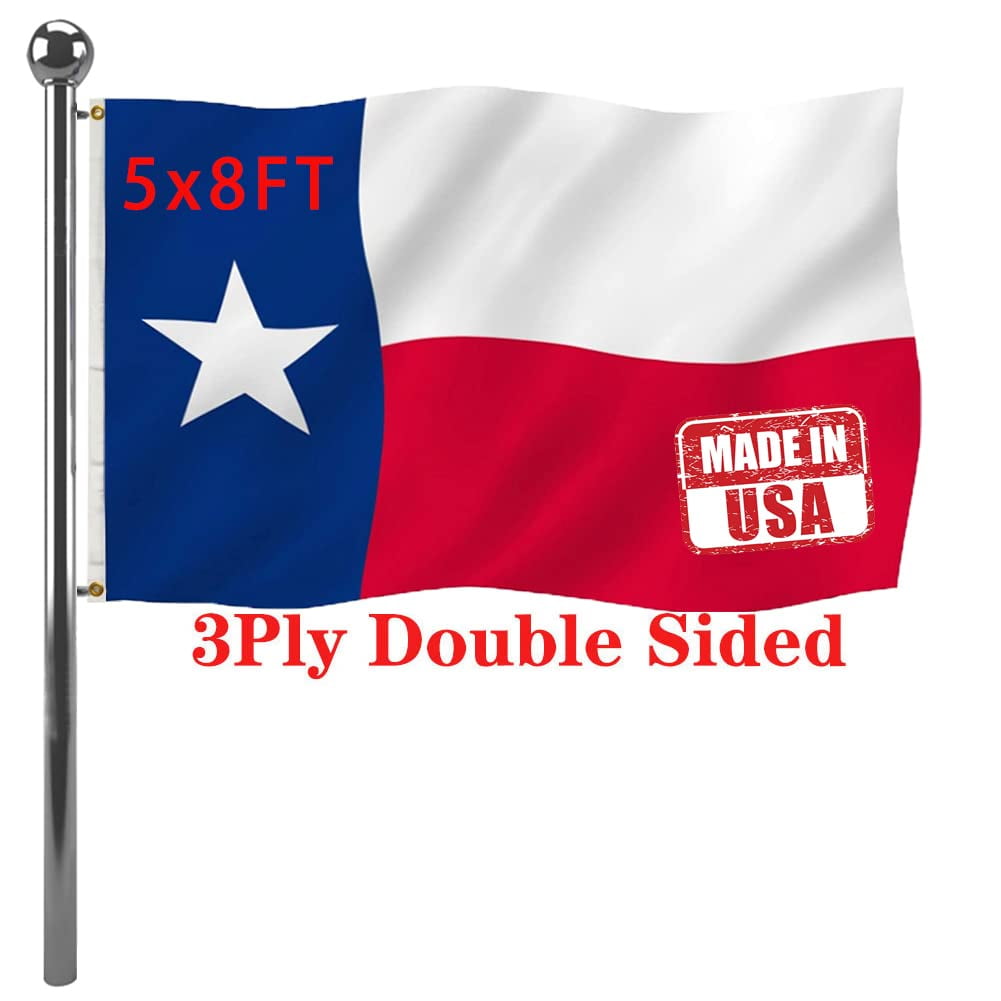 3Ply Texas State Flag 5x8 Outdoor- Heavy Duty Double Sided Republic of ...