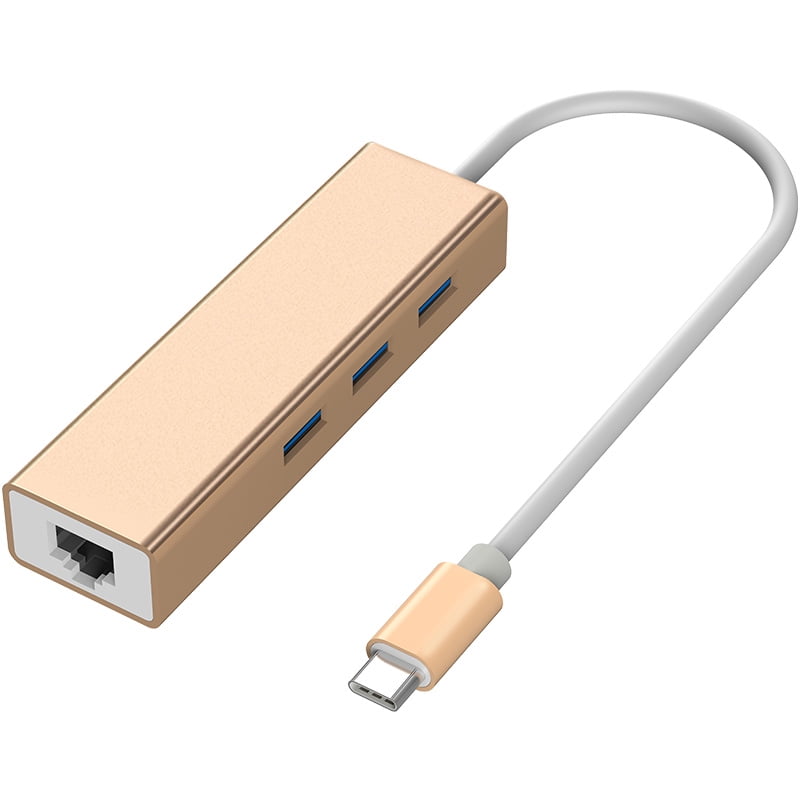 3Port USB HUB TypeC to Ethernet LAN RJ45 Adapter Wired Network Card ...