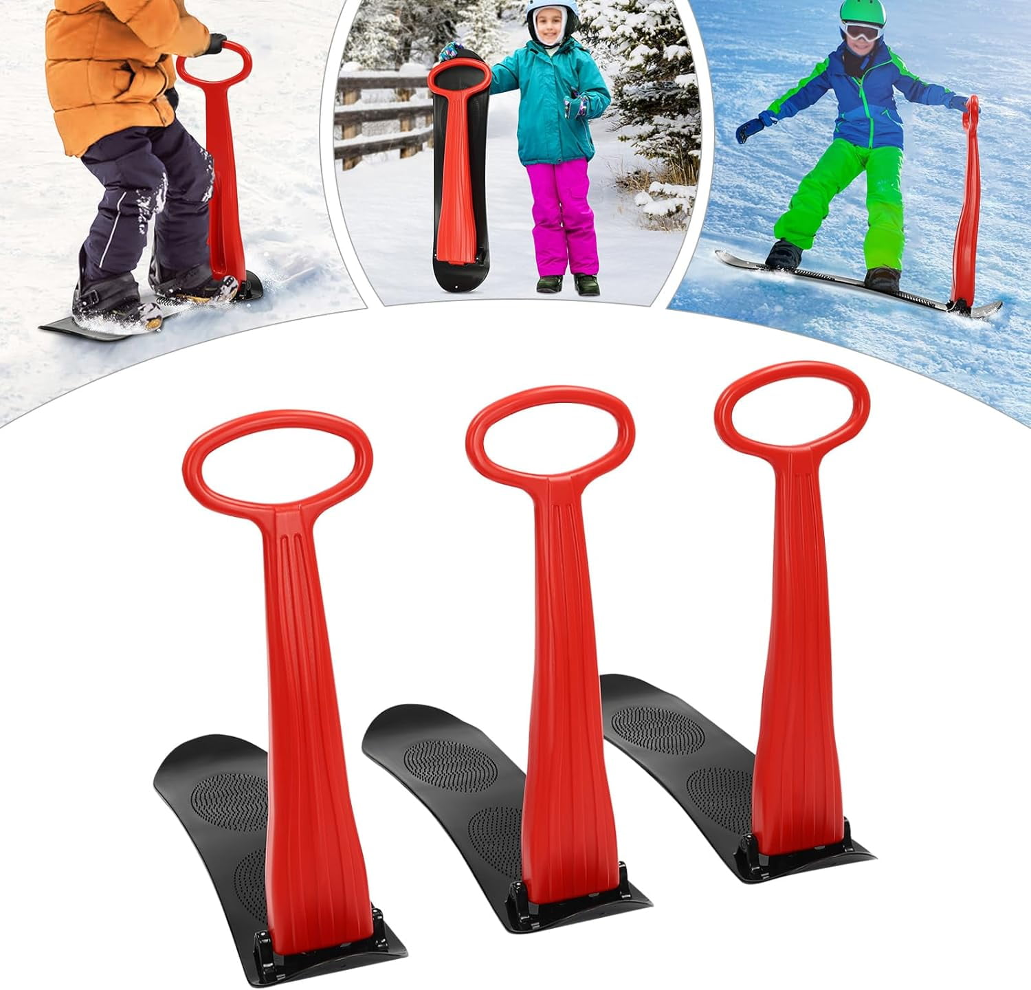 3Psc Snow Sled, Fold-up Snow Scooter for Kids Ski Scooter, Portable Slippery Racer Sled Snow ...