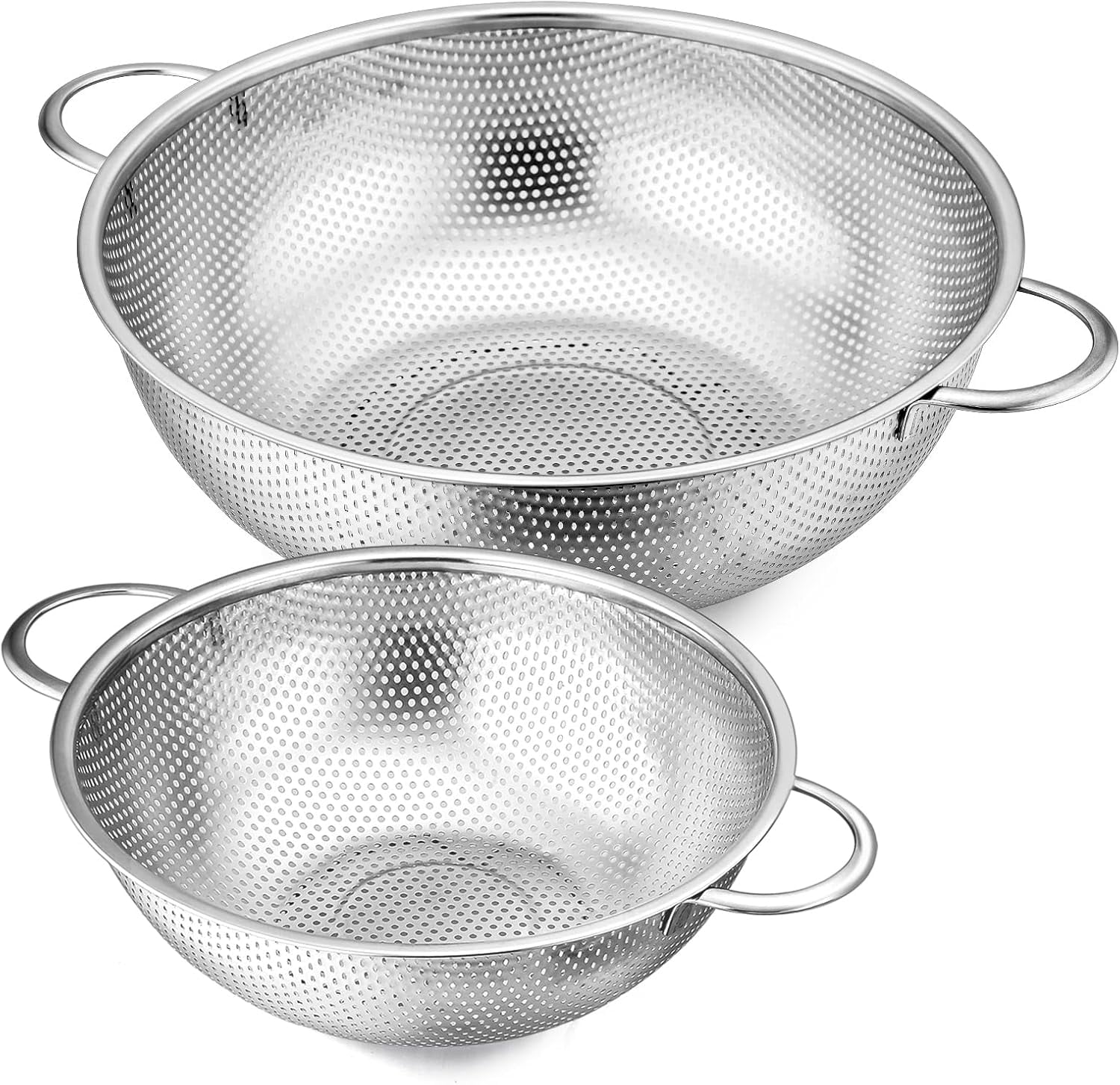 3QT & 5QT Colander Set of 2, Stainless Steel Micro-Perforated Colander ...
