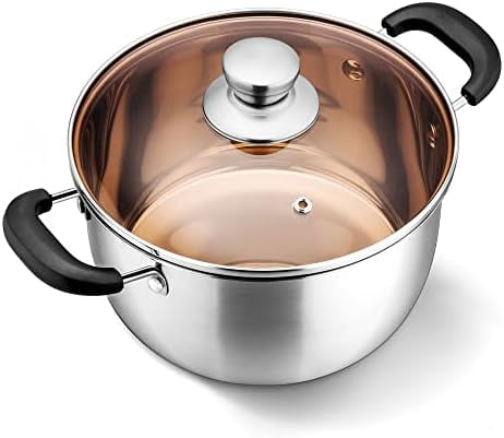 3QT Stainless Steel Stock Pot, Cooking Soup Pot with Lid, Heavy Duty ...