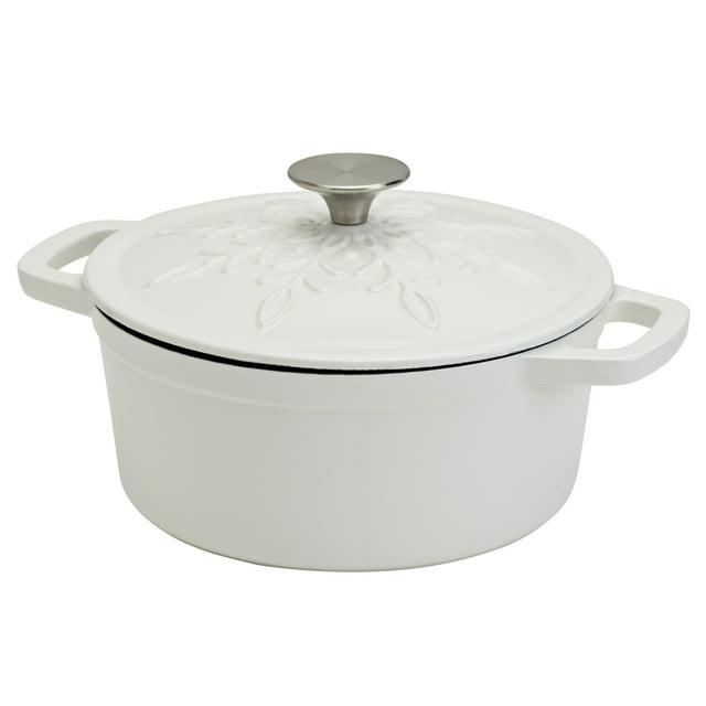 3Qt Enamel Cast Iron Covered Dutch oven w/ Snowflake Embossed Lid ...