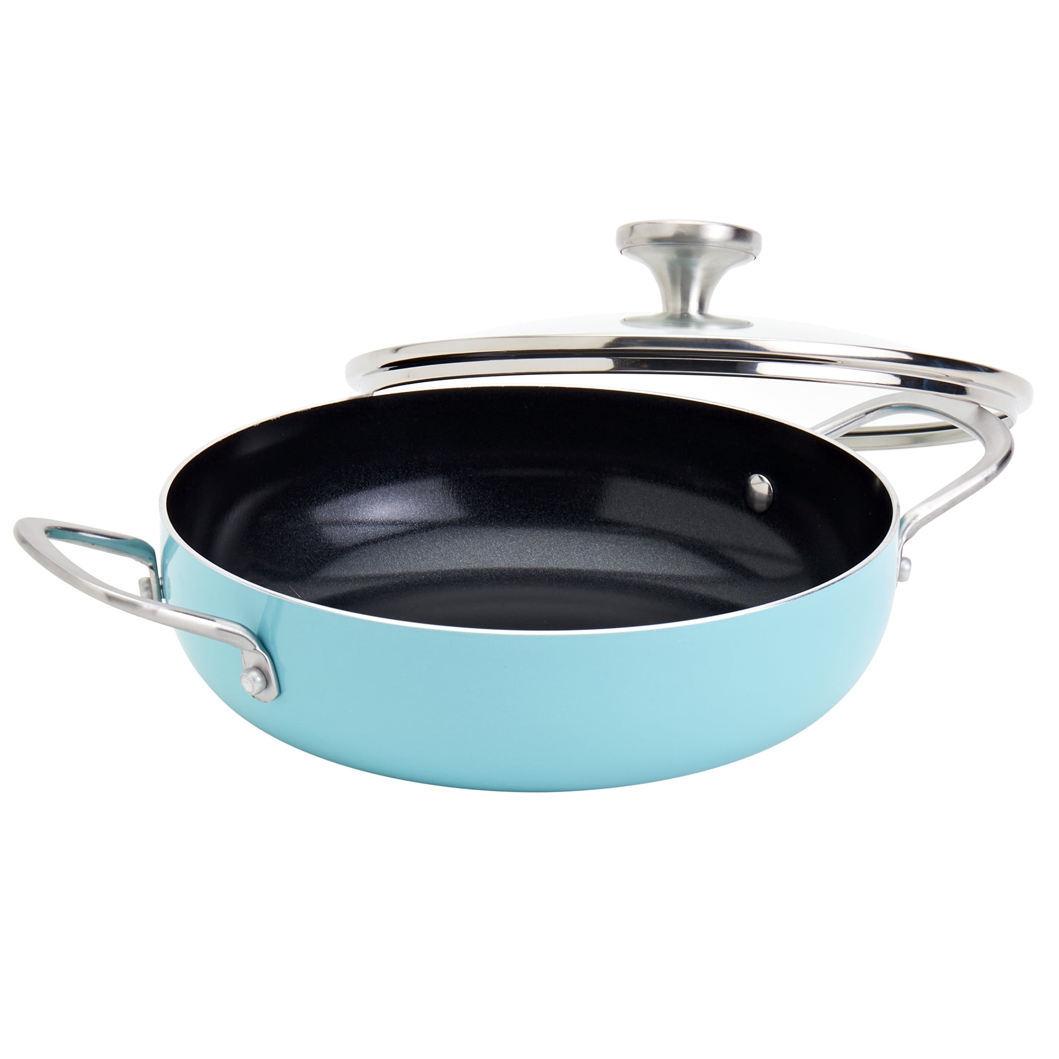 3Qt Nonstick Aluminum Covered Caldero Saute Pan, Aqua - Walmart.com