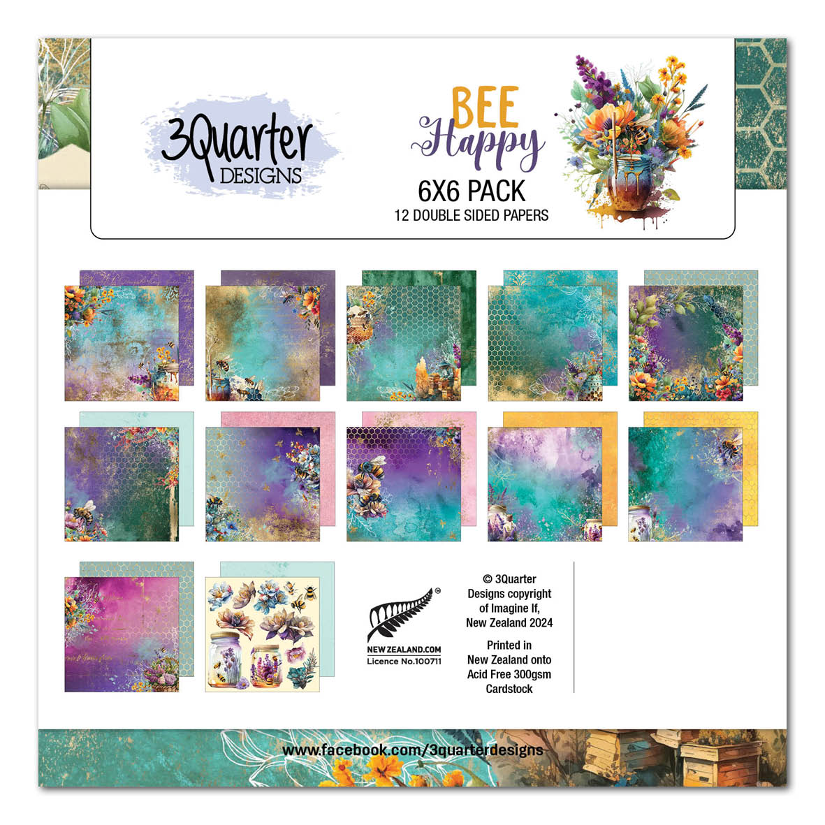 3Quarter Designs Bee Happy 6x6 Paper Pack - Walmart.com