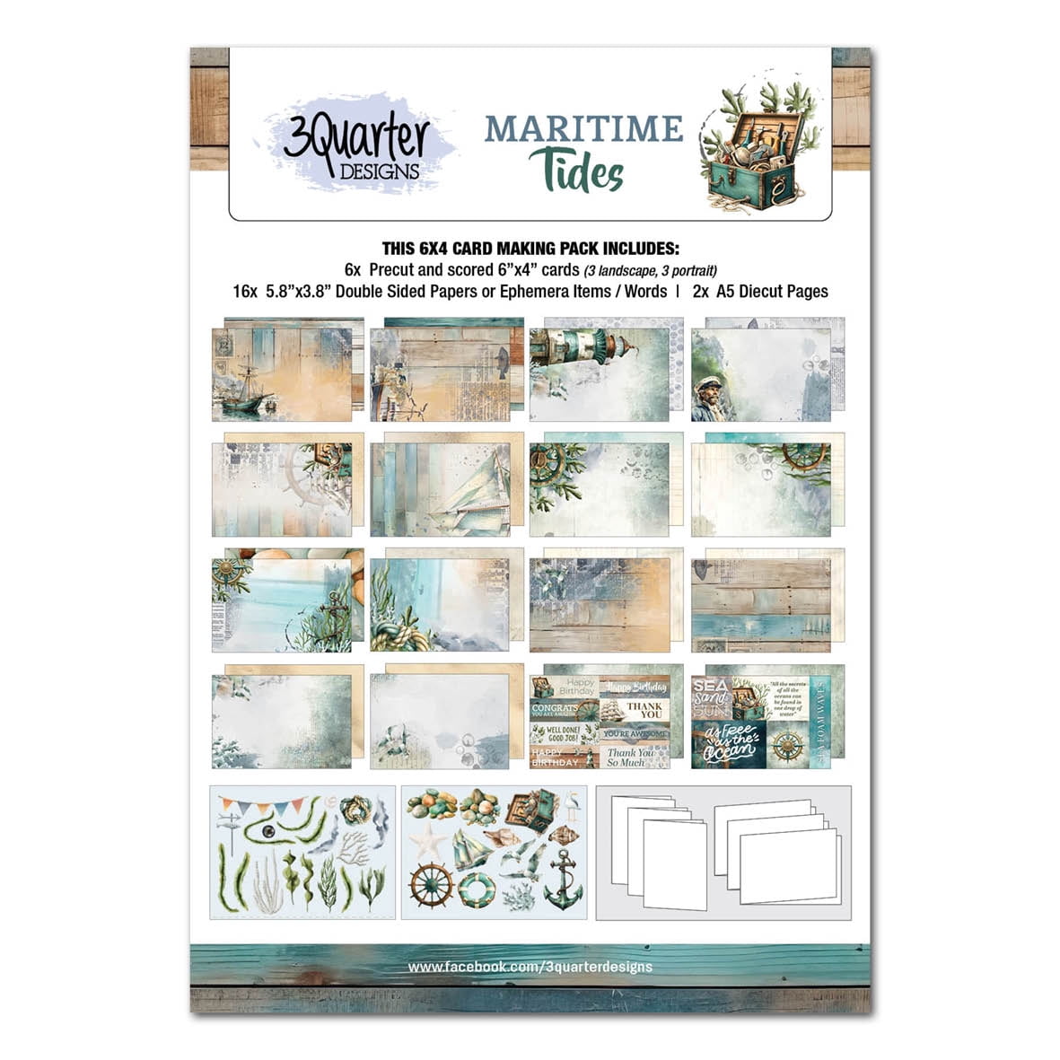 3Quarter Designs Maritime Tides 6x4 Card Pack - Walmart.com