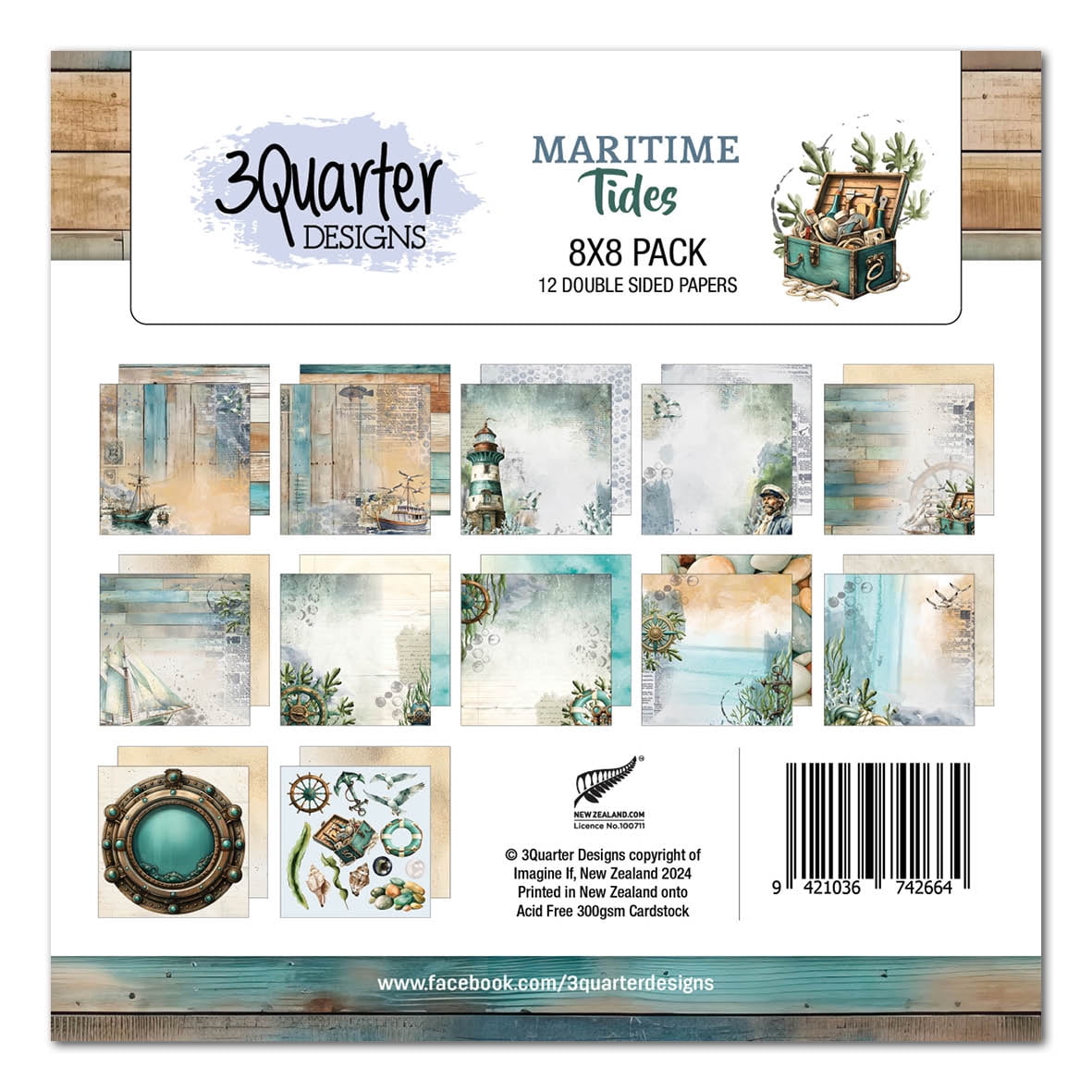 3Quarter Designs Maritime Tides 8x8 Paper Pack - Walmart.com