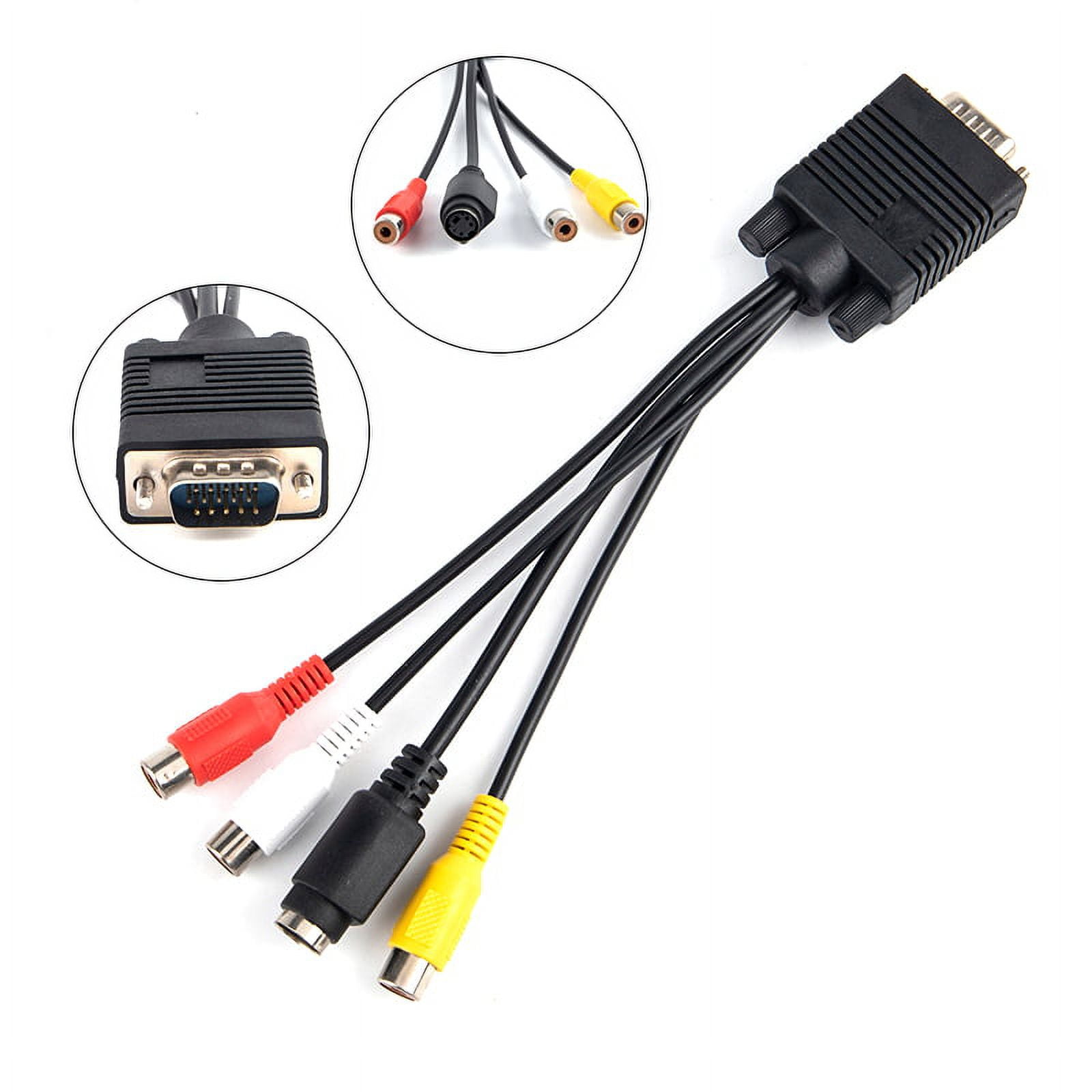 3RCA Converter Cable New VGA to Video TV Out S-Video AV Adapter VGA TO ...