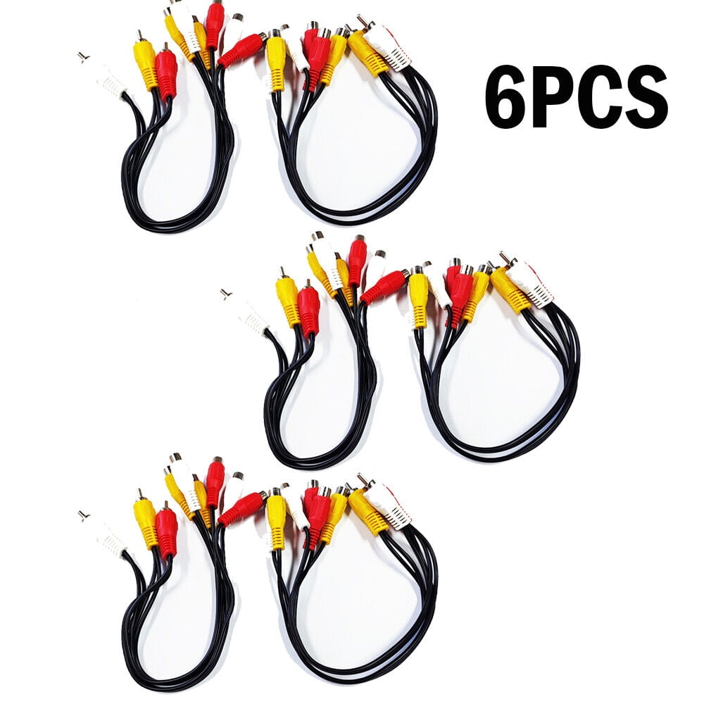 3RCA Male Jack to 6 RCA Female Plug Splitter Audio Video AV TV DVD ...