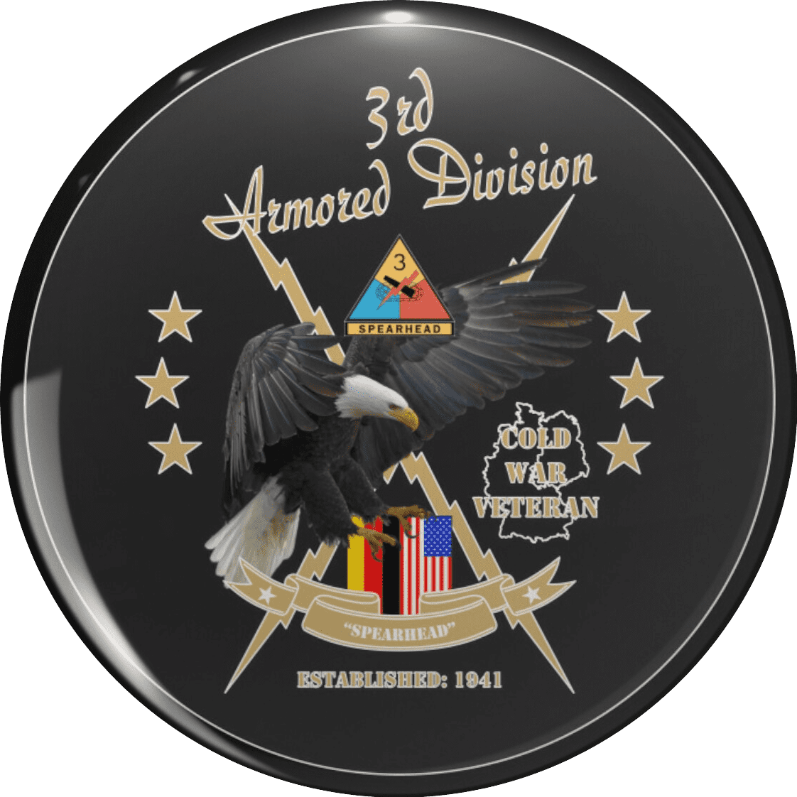 3RD ARMORED DIVISION EAGLE DESIGN COLD WAR VETERAN (DARK BACKGROUND ...