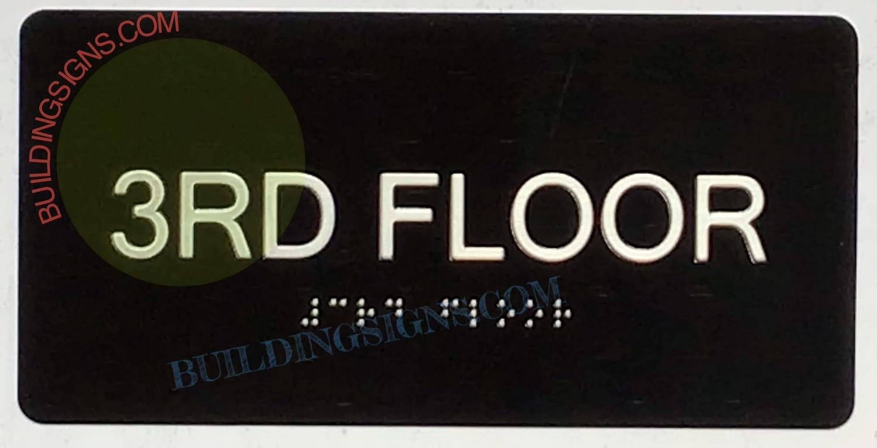 3RD FLOOR SIGN Braille Sign with Raised Tactile Graphics and Letters ...