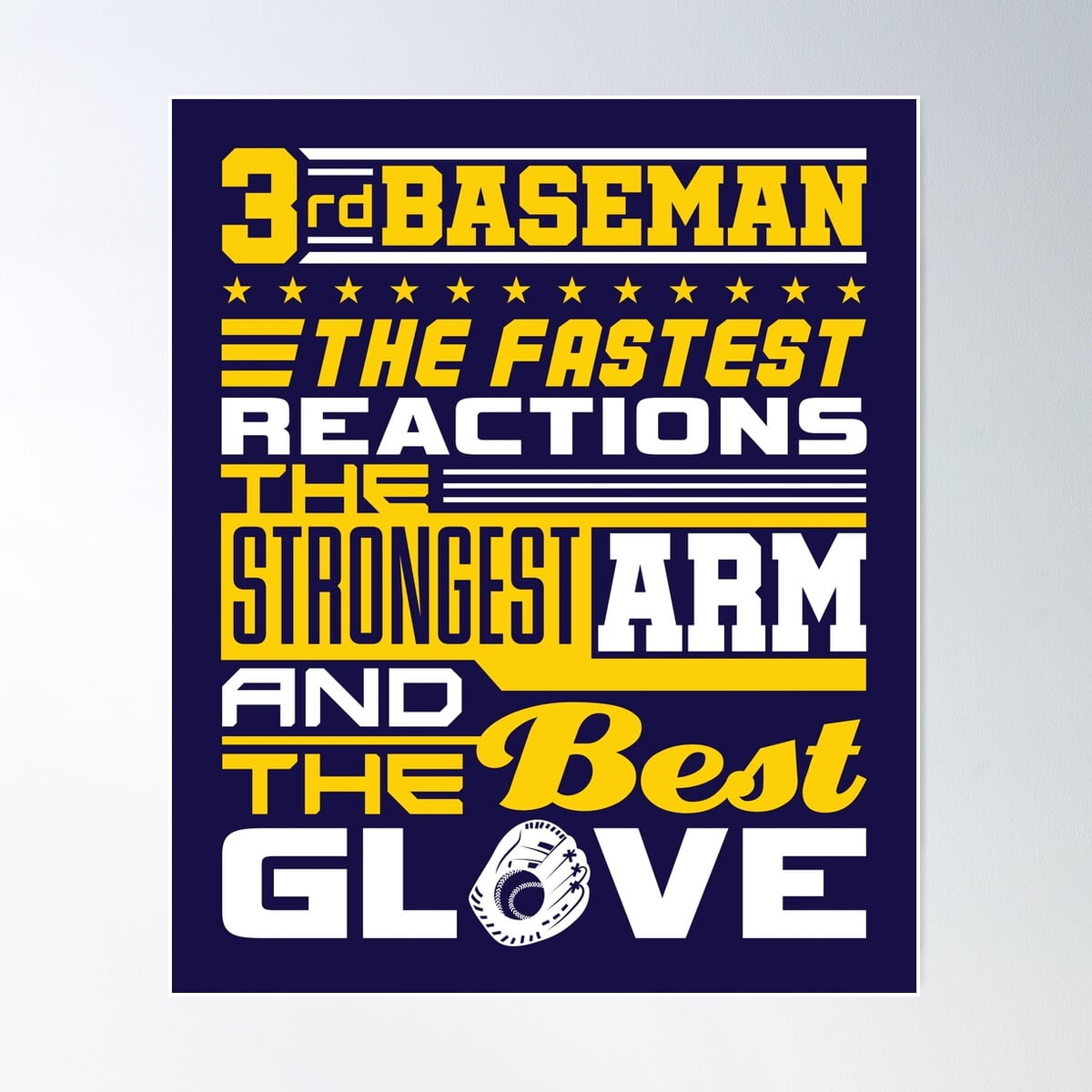 3Rd Baseman Third Base Player Softball Baseball Poster Wall Art, Modern ...