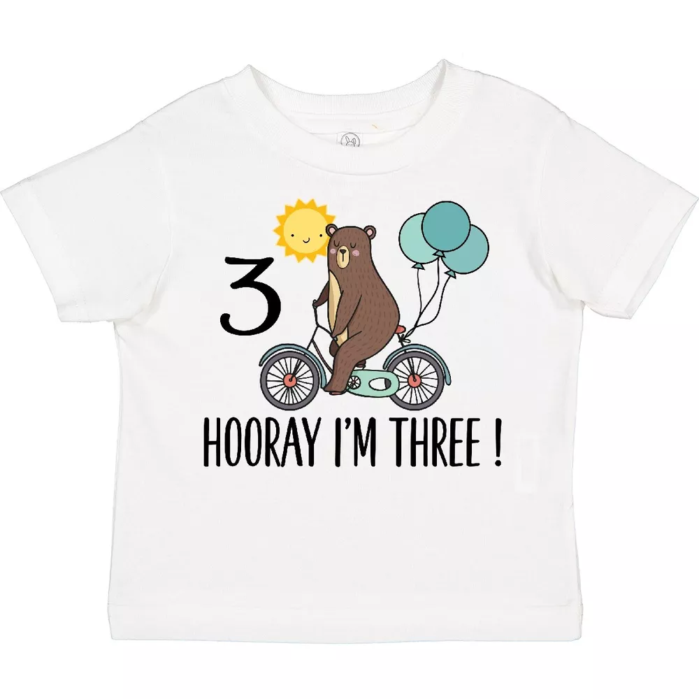 3Rd Birthday 3 Year Old Bear On Bicycle Toddler T-Shirt Im Cute Childs Baby Clothing, Cute Baby ...