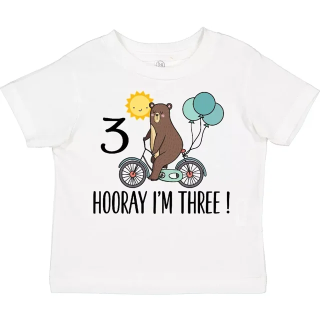 3Rd Birthday 3 Year Old Bear On Bicycle Toddler T-Shirt Im Cute Childs Baby Clothing, Cute Baby ...