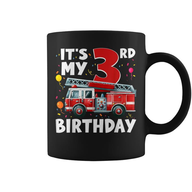3Rd Birthday Boy Fire Truck 3 Year Old Toddler Firefighter Coffee Mugs ...