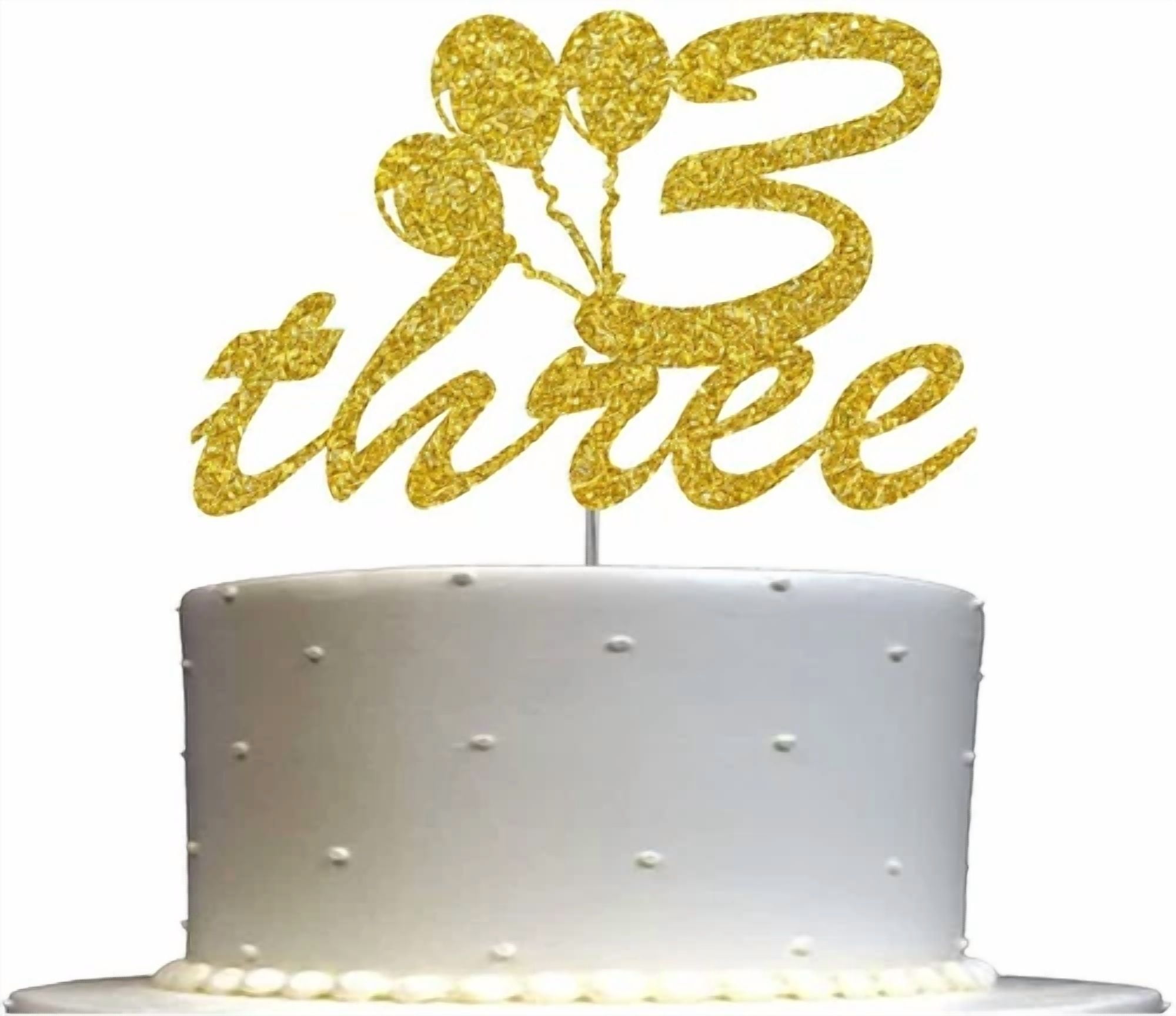 3Rd Birthday Cake Topper Gold Glitter, Number Three Children Birthday ...