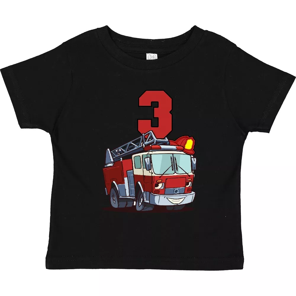 3Rd Birthday Fire Truck Toddler T-Shirt Engine Firefighter Third Bday Baby Clothing, Cute Baby ...