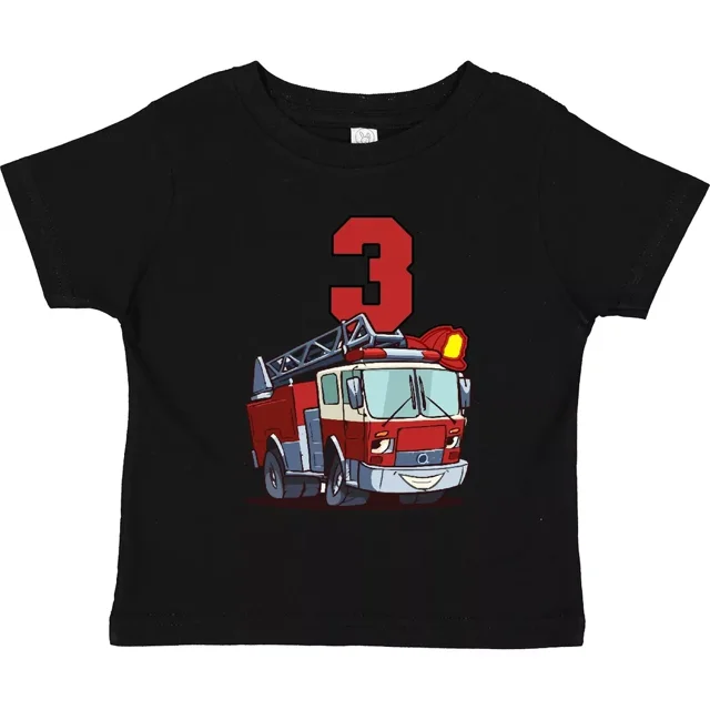 3Rd Birthday Fire Truck Toddler T-Shirt Engine Firefighter Third Bday ...