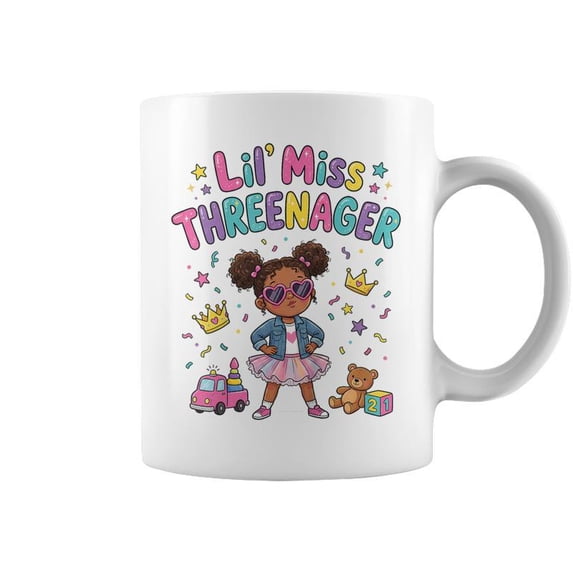 3Rd Birthday Girl Sassy Toddler Lil Miss Threenager Coffee Mugs ...
