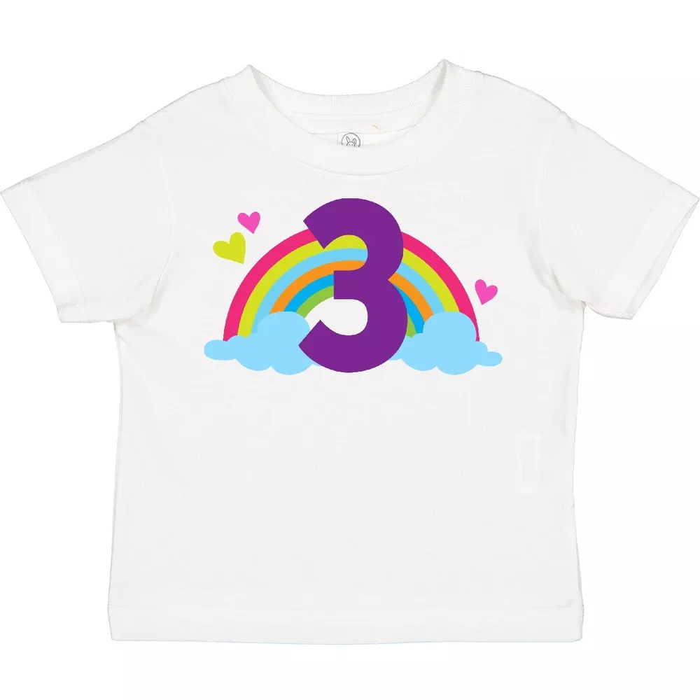 3Rd Birthday Rainbow Number 3 Toddler T-Shirt Third Three Girls Childs Baby Clothing, Cute Baby ...