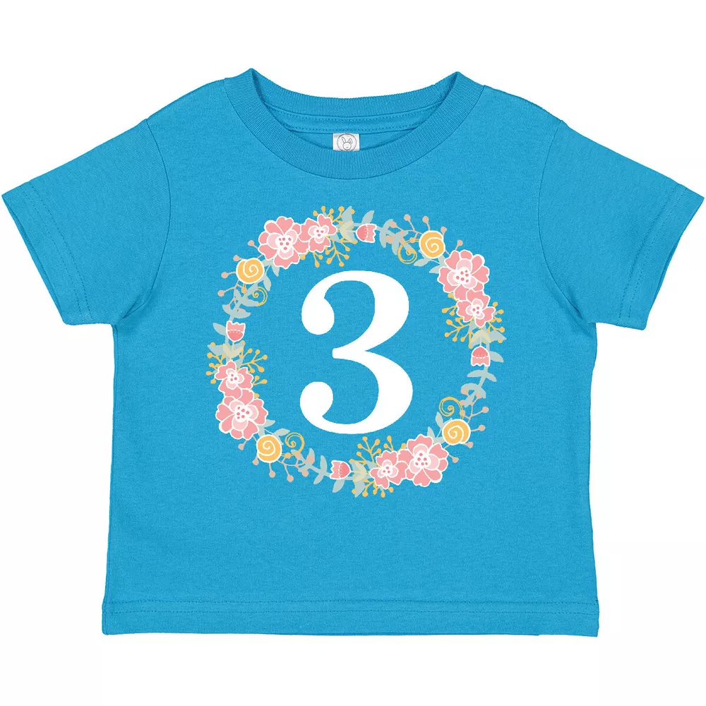 3Rd Birthday Rose Wreath Girls Toddler T-Shirt Three Year Old Im Party Baby Clothing, Cute Baby ...